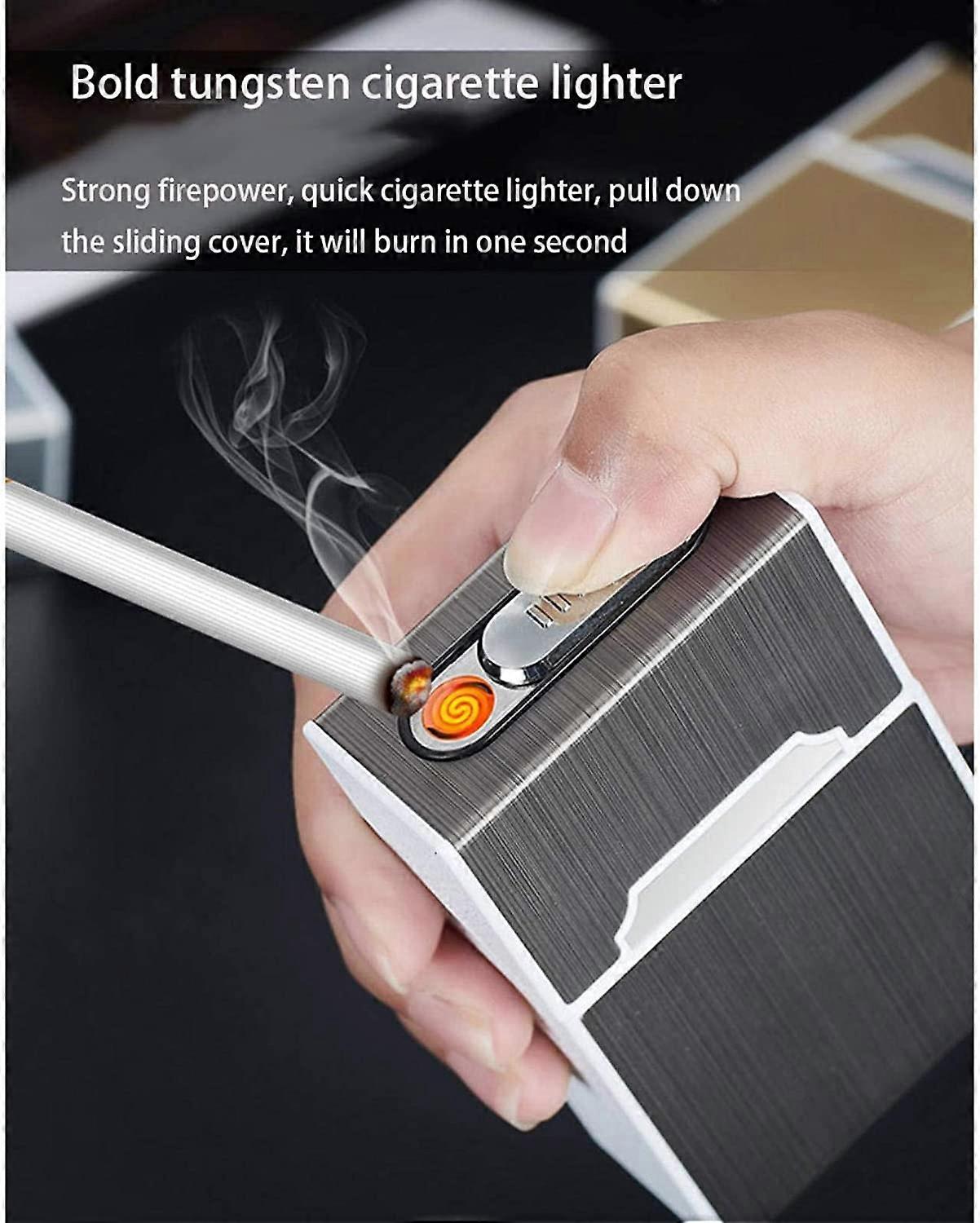 Cigarette Case with Lighter, Metal Cigarette Box, Full Pack of 20 ...