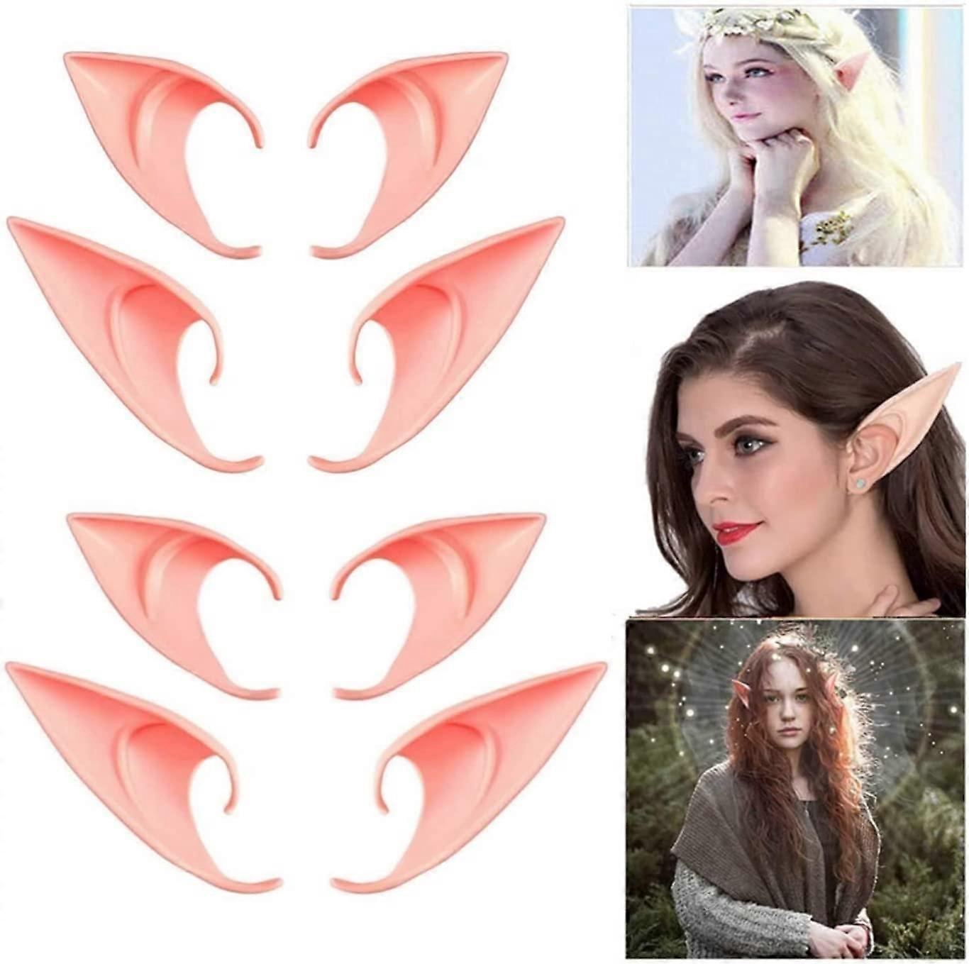4 Pairs Elf Ears, Latex Ears, Pointed Ears for Halloween, Cosplay ...