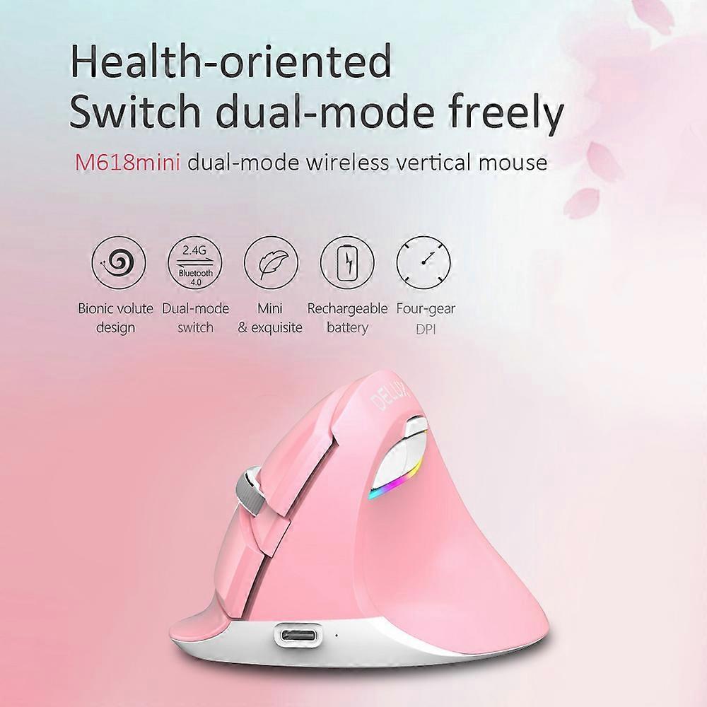 M618mini Wireless Mouse Ergonomic Vertical Optical Mouse RGB Light Dual ...