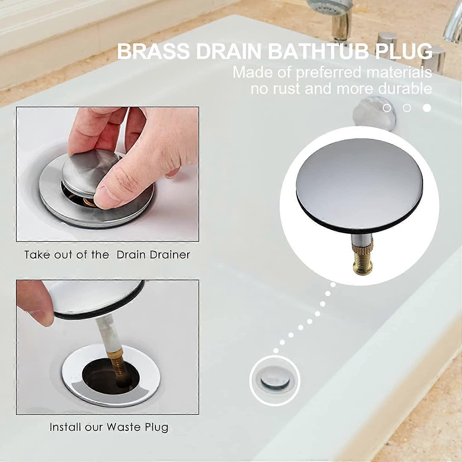 Universal Bath Plug 43 mm, Brass Drain Plug with Chrome Surface, Rust ...