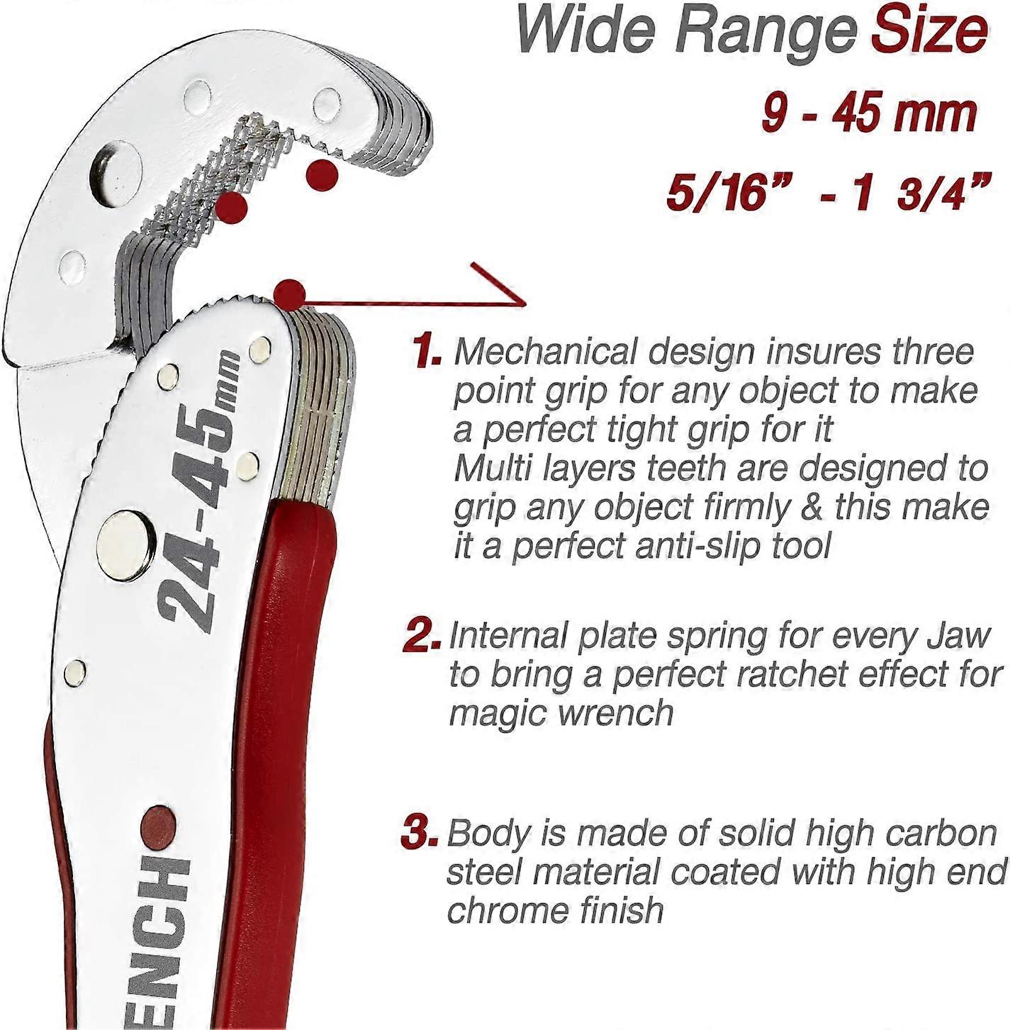 Multi-Function Magic Wrench Universal Adjustable auto-ratcheting Works as Reversible Ratchet pop ...