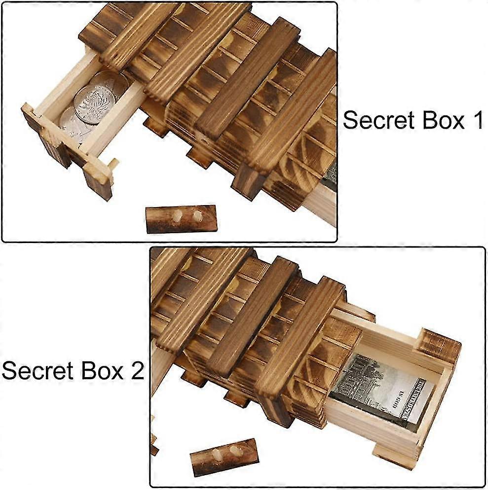 Magic Puzzle Box Wooden Secret Puzzle Box, Brain Teasers Box Mystery Gift Box With 2 Large ...