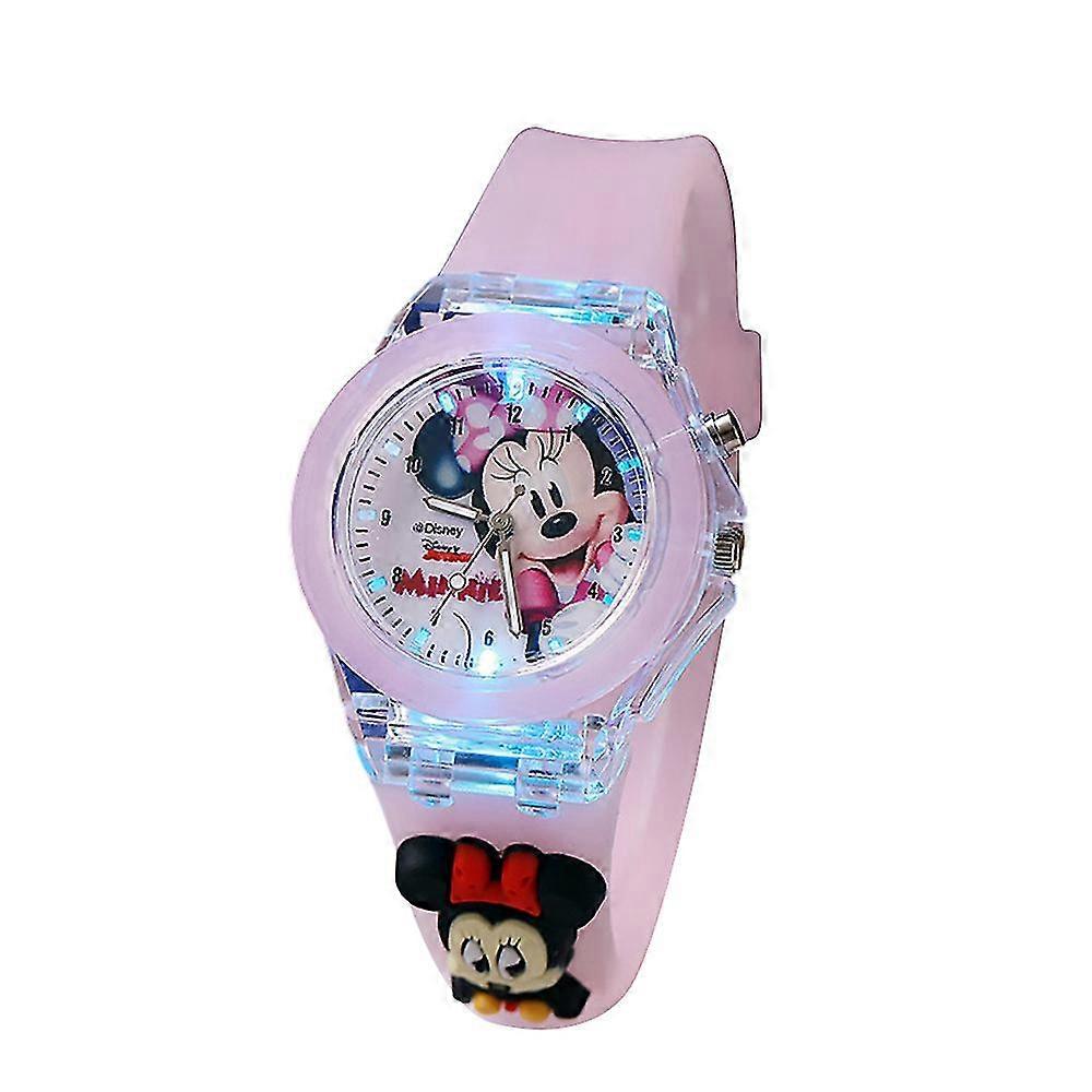 Kids Cartoon Silicone Night Luminous Quartz Watch Mickey Minnie ...