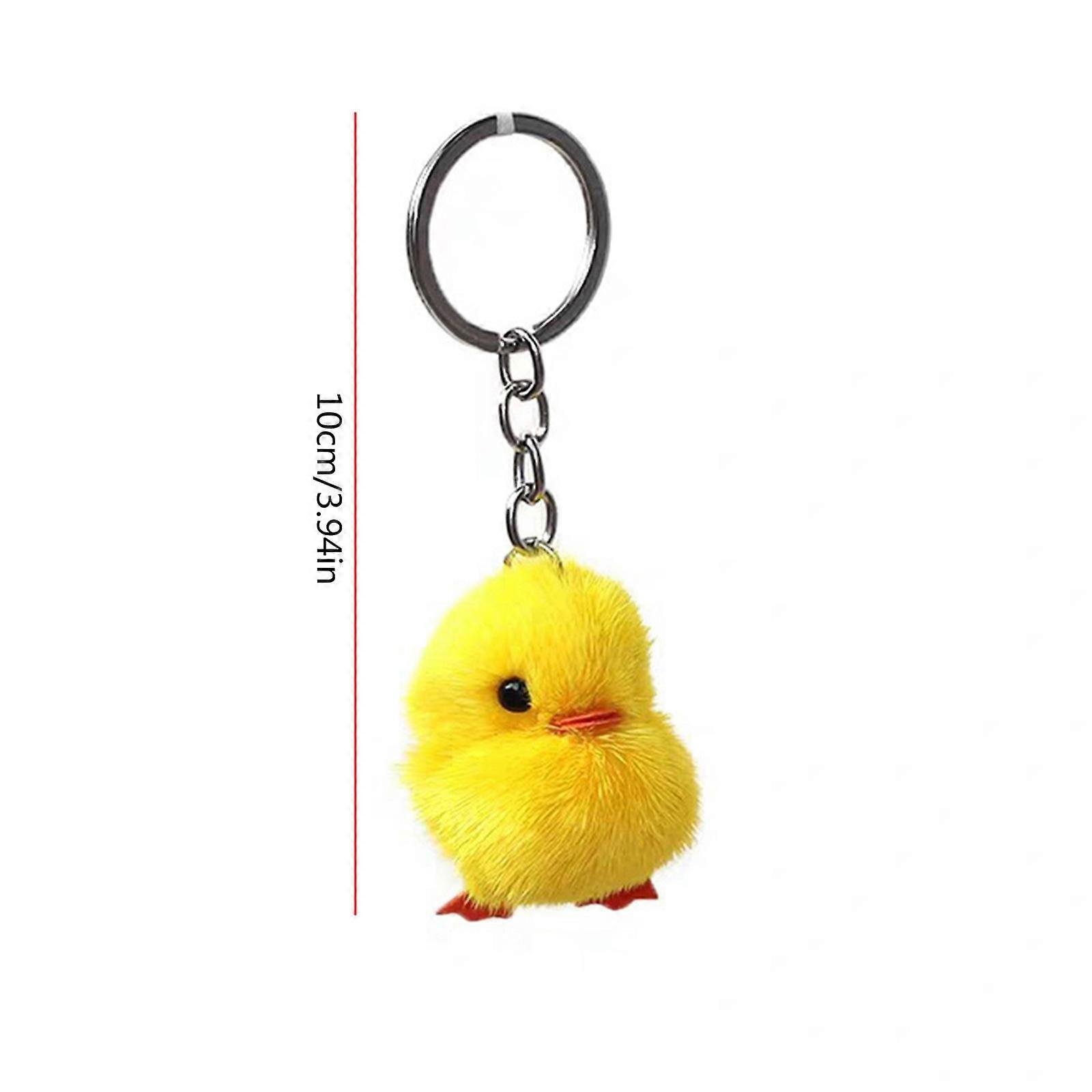 5 Pcs/Set Furry Yellow Duck Key Ring Fluff Soft Chick Keychains Nice ...