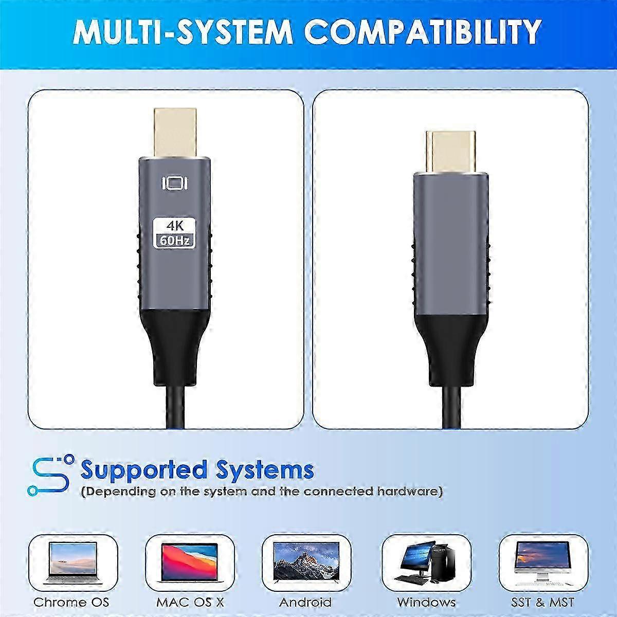 USB Type-C to Mini DisplayPort Adapter Cable 4K Support for 3 to Mini ...