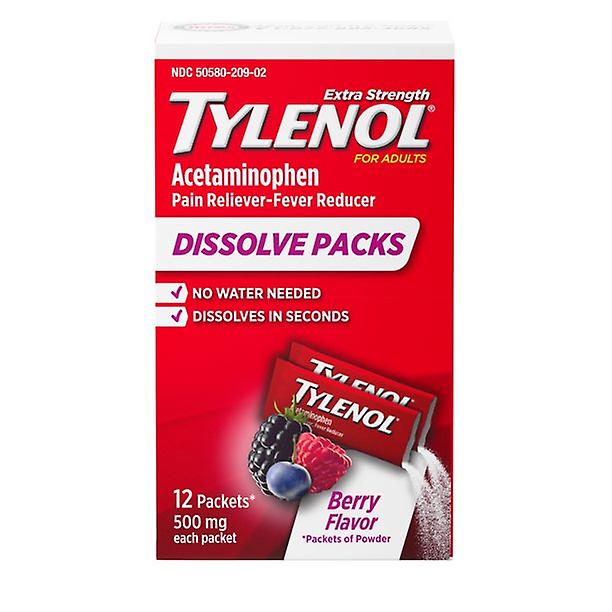 Tylenol Extra Strength Dissolve Packs With Acetaminophen, Berry, 12 Ct ...