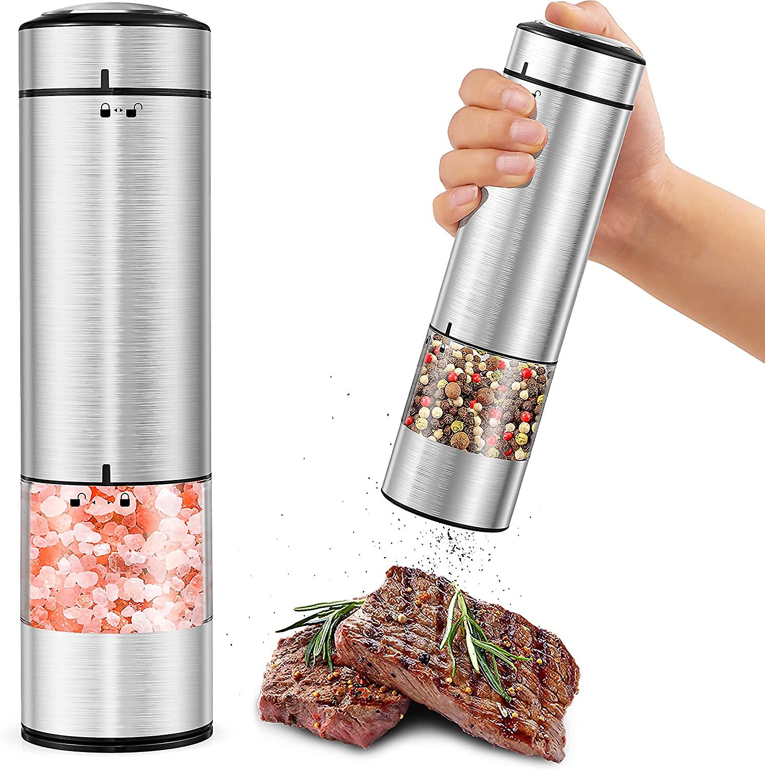 Electric Salt and Pepper Grinder Kit, Automatic Stainless Steel Pepper ...