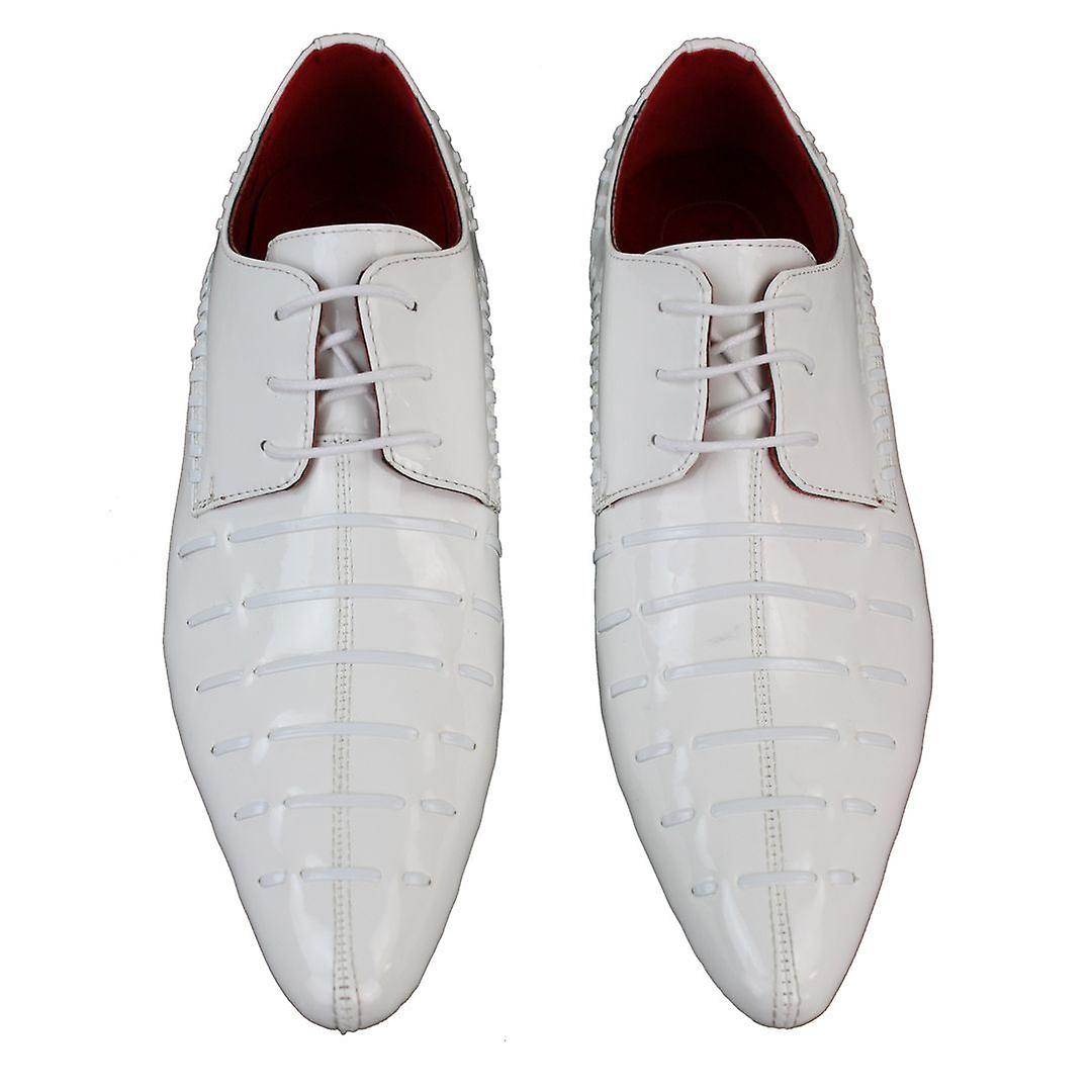 Men's Italian Design Laced Leather Shiny Patent Shoes Smart Casual ...