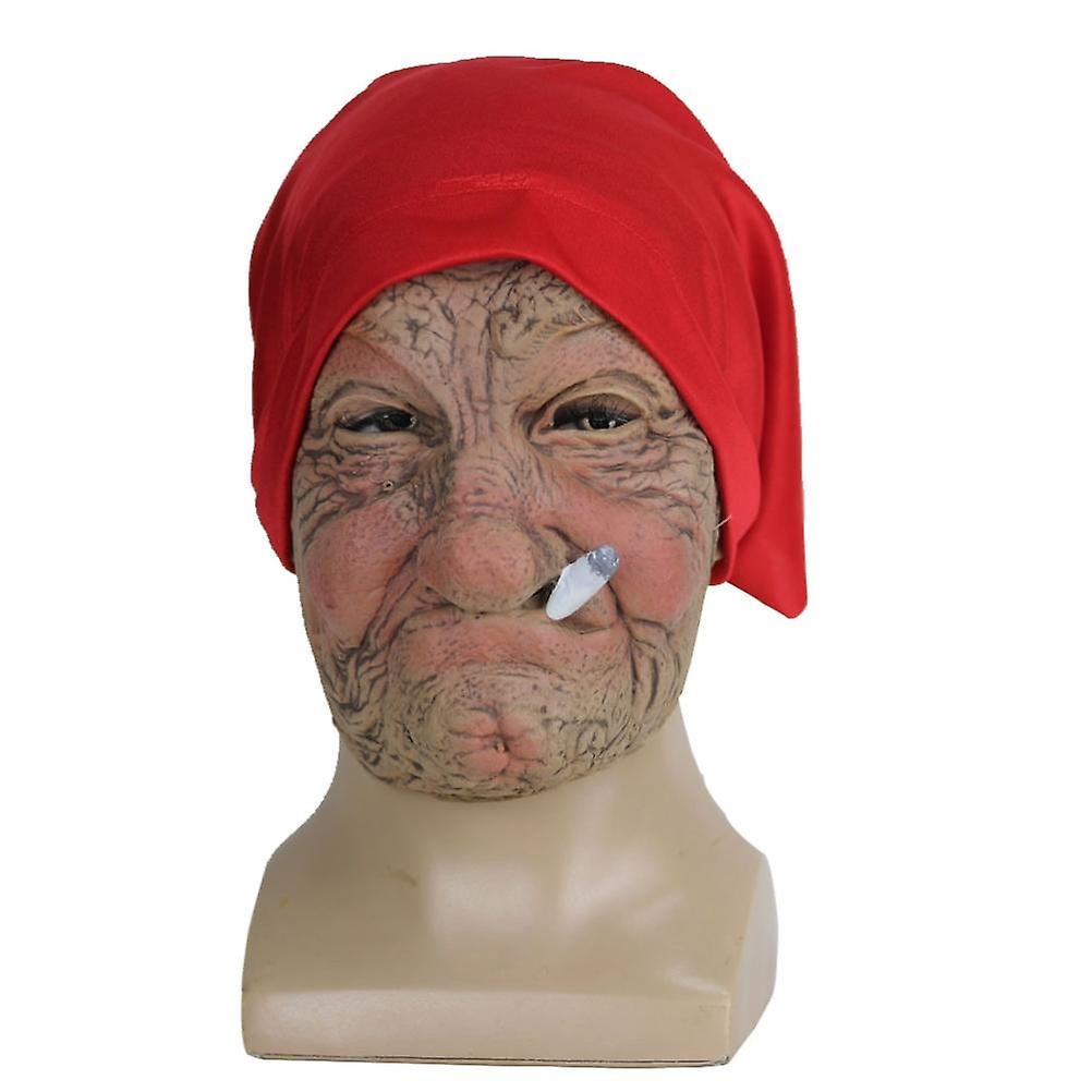 Halloween Horror Headgear Old Lady Face Cover Latex Head Wear for ...