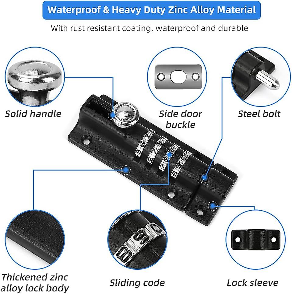 Coded Door Lock, 4 Wheels Recodable Door Lock Waterproof Keyless ...