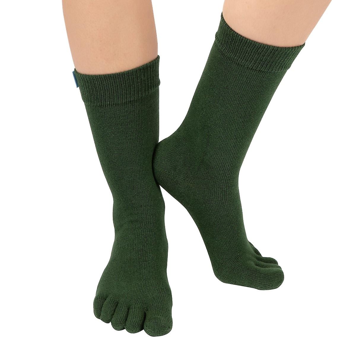 TOETOE Essential Everyday Unisex Mid-Calf Plain Cotton Toe Socks ...