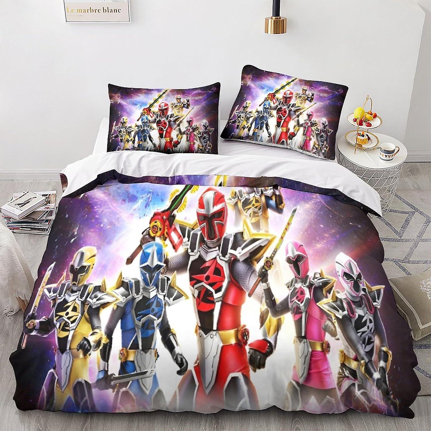Power Rangers Duvet Cover Boys Kids Bedding Set Sci-fi Comforter Cover ...