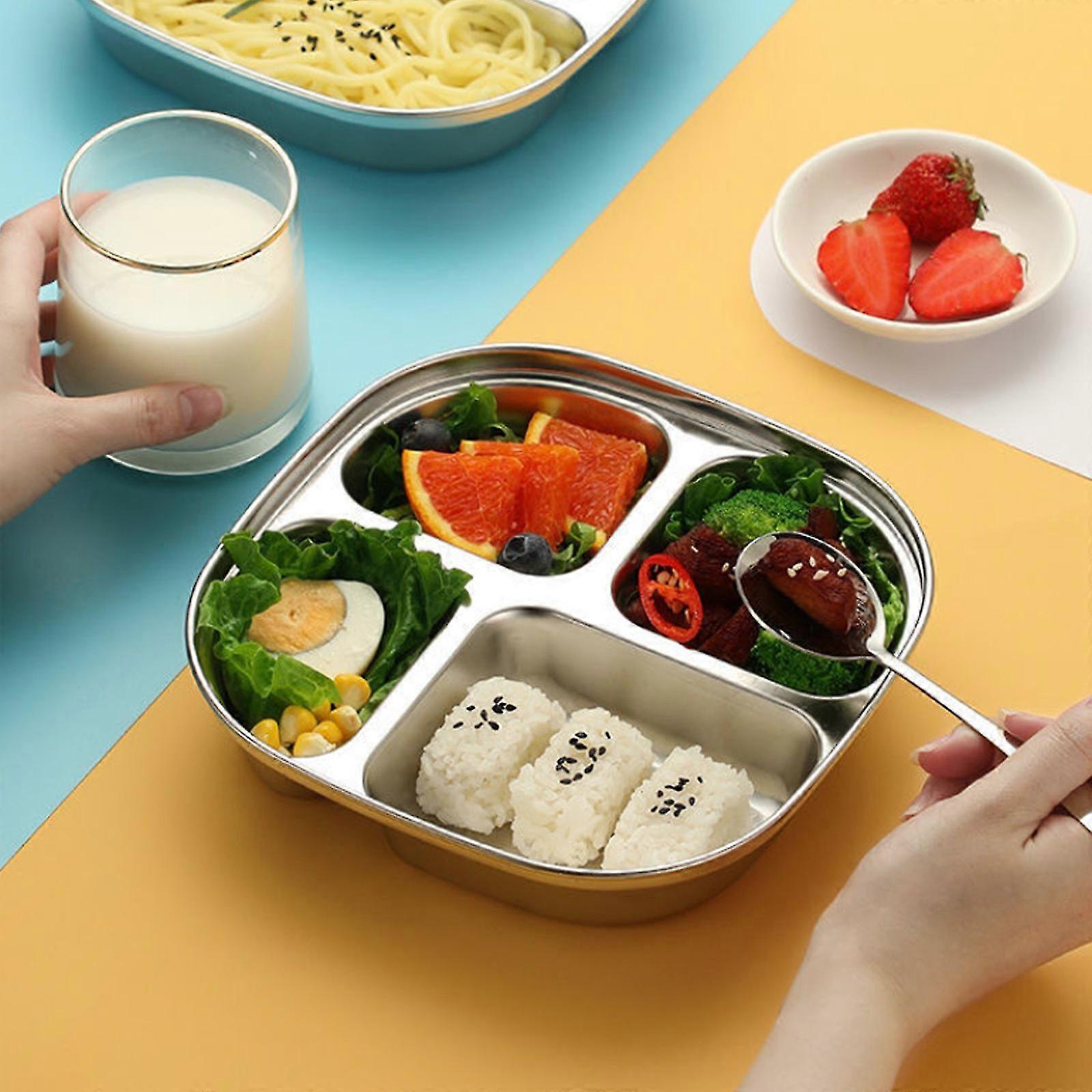 Stainless Steel Divided Kids Plates, Indestructible Dinner Plates For ...