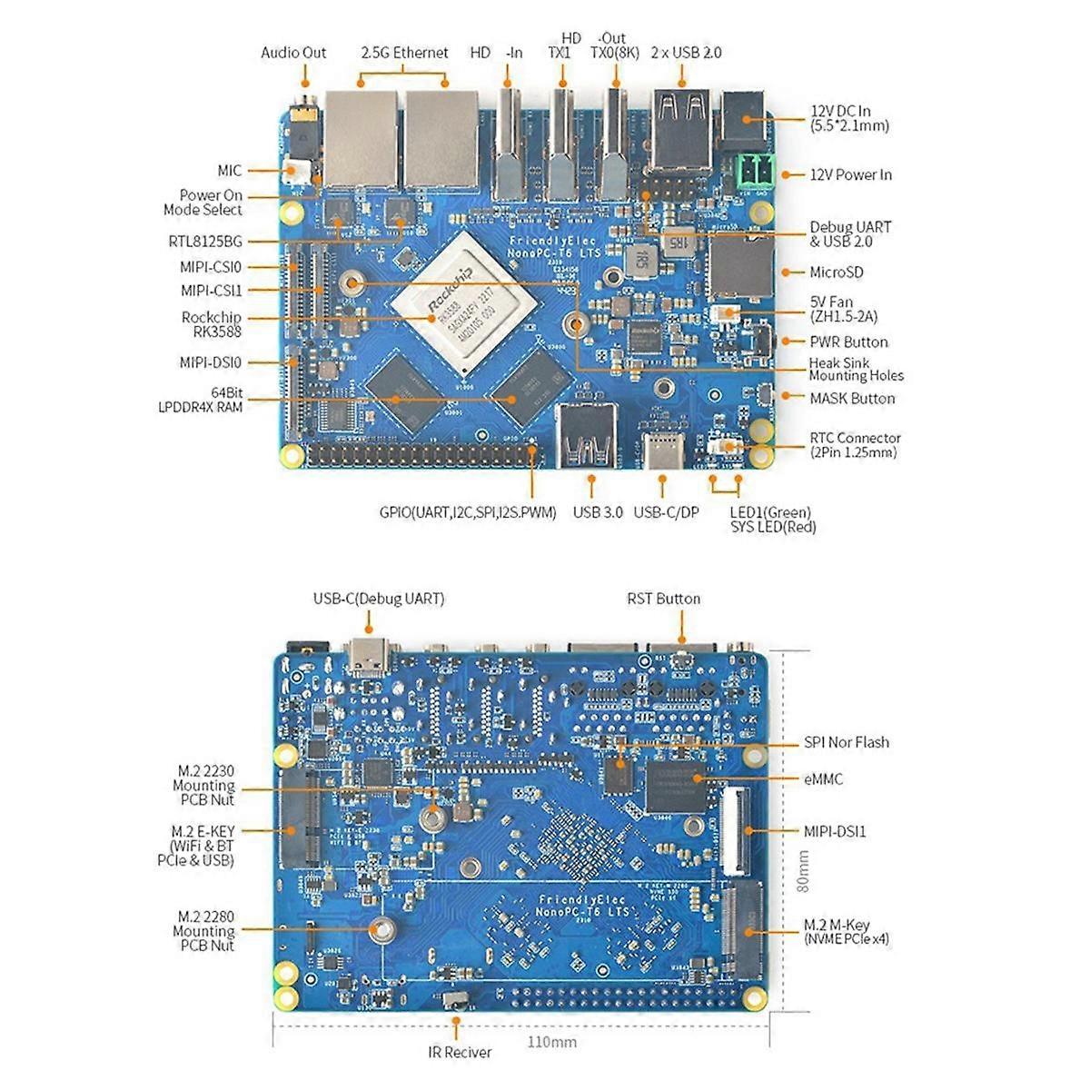 For NanoPC-T6 & Combo 4G+32G EMMC Dual 2.5G Rockchip RK3588 2.5Gbps LAN ...