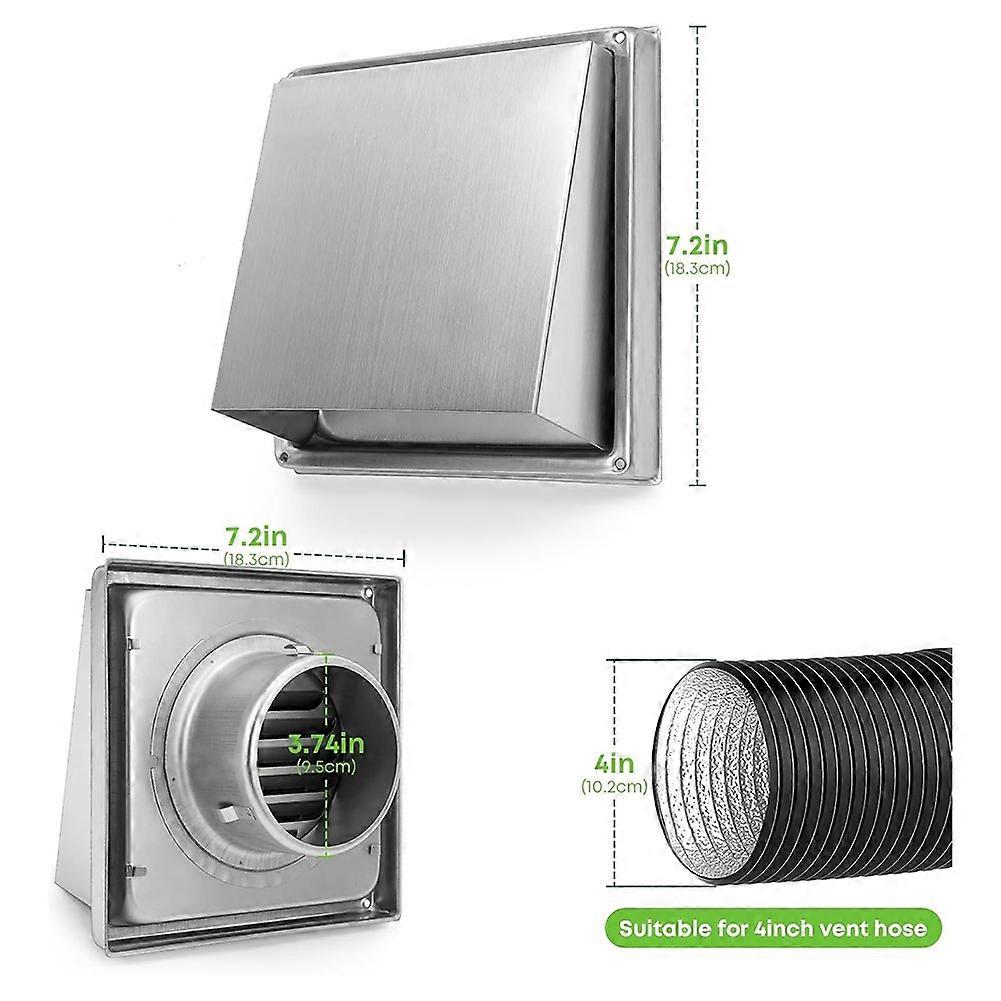 4 Inch Dryer Vent Cover Outdoor Walls, Stainless Steel External ...