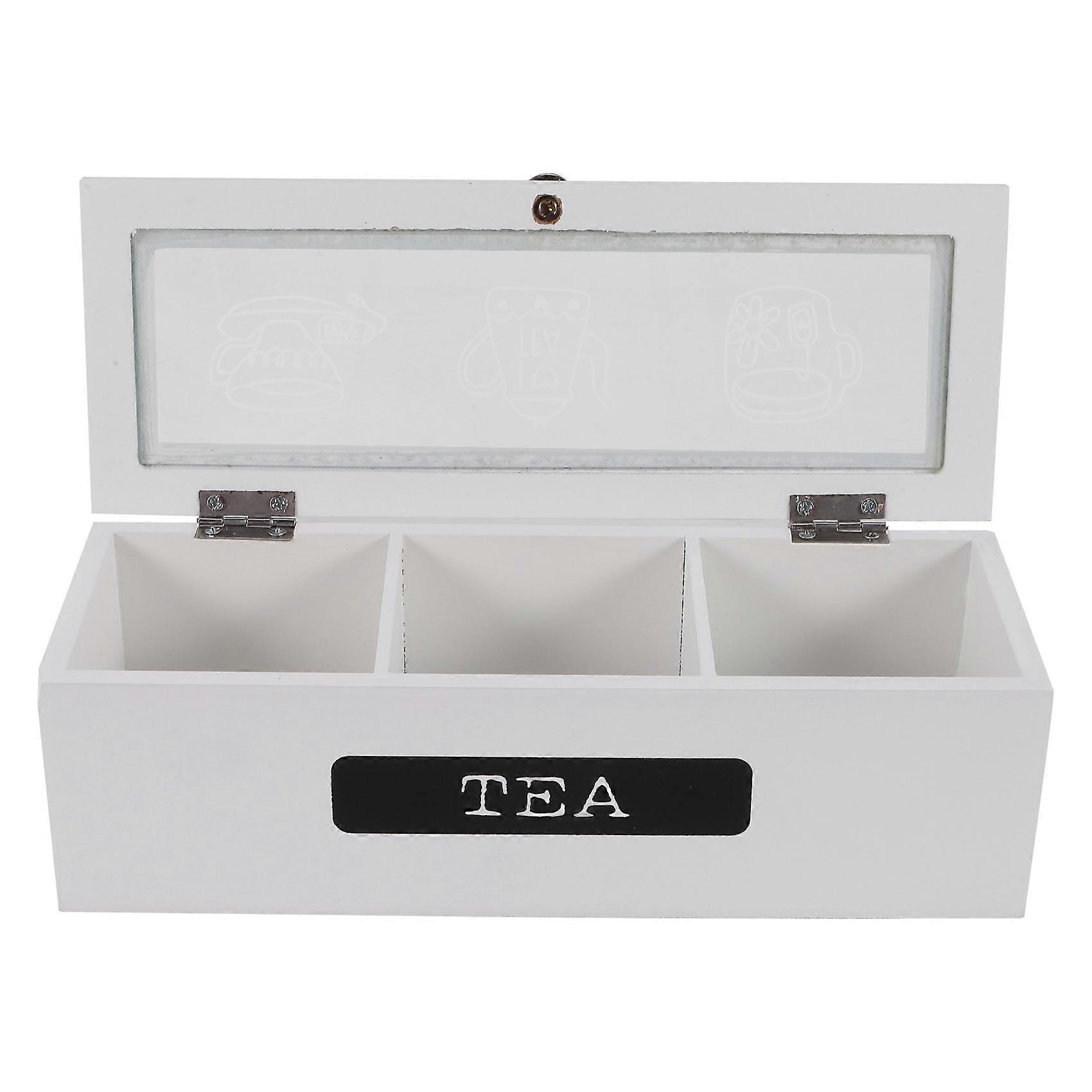 3 Compartments Bamboo System Tea Bag Storage Box Jewelry Organizer Tea ...