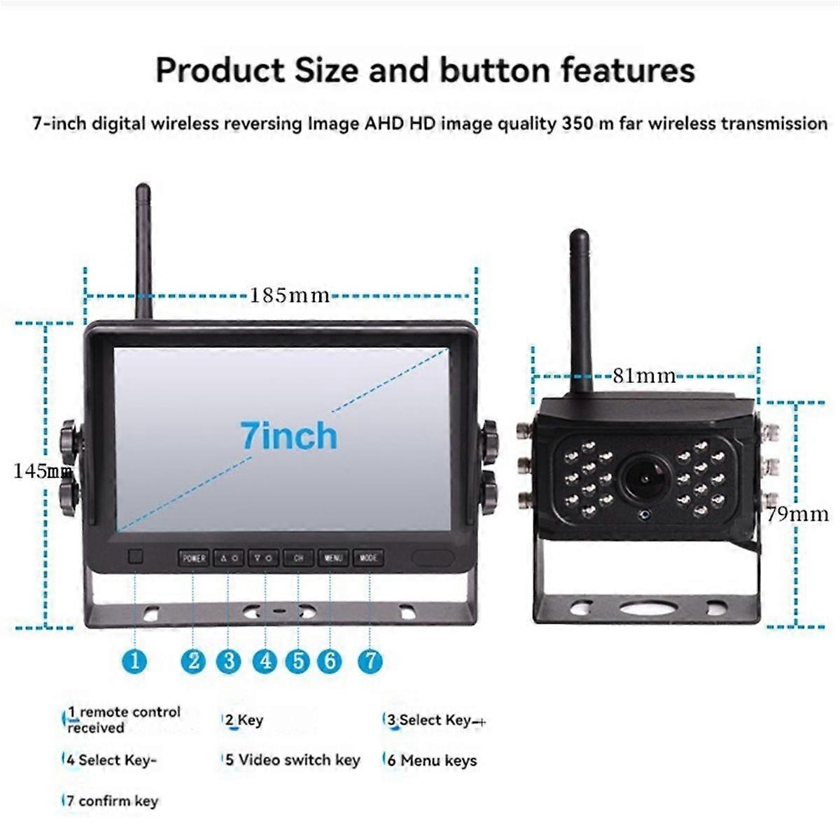 7 Inch Wireless RV Backup Camera System, 7 Inch IPS Display and 1 Rear ...