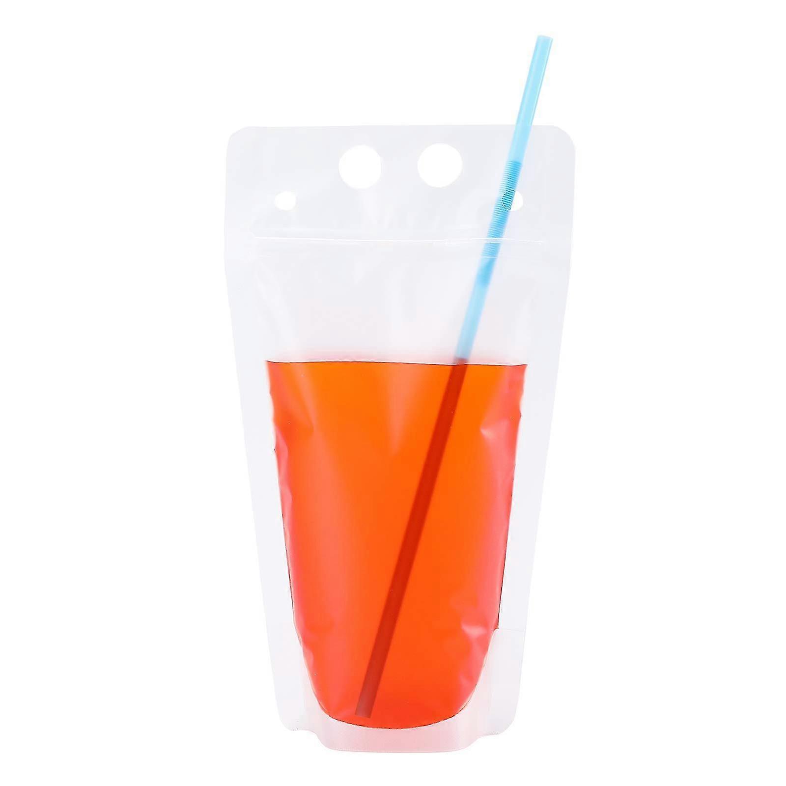 20pcs Drink Pouches With Straws Clear Freezable Juice Bags 400-500ml ...