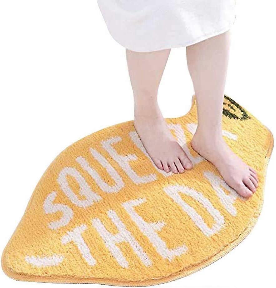 2021, Flocking Fruit Lemon Shape Bathroom Rug Mat Cute Cartoon Bath Mat ...
