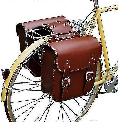 Bike Pannier Bags Retro Leather Bicycle Rear Rack Bag | Fruugo UK