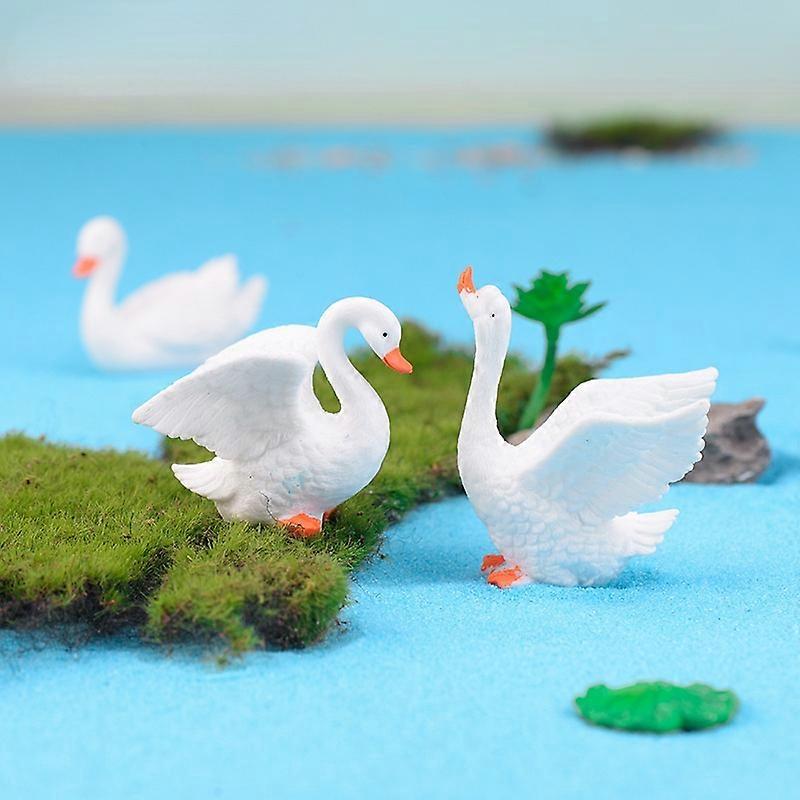 Resin Goose Swan Model White Lover Swan Miniature Figurine Cake ...
