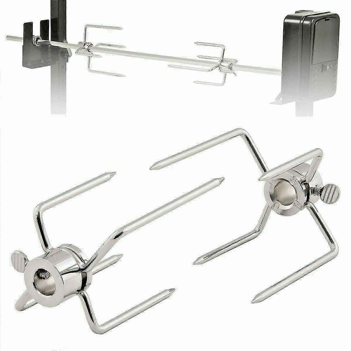 2pcs Bbq Rotisserie Meat Forks Grill Meatpicks Stainless Steel Barbecue ...