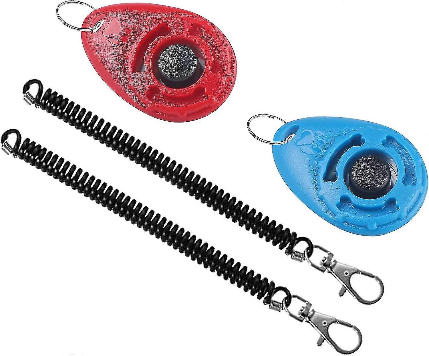 Dog Clicker, [2 Pcs,blue&red] Pet Training Clicker With Wrist Strap For ...