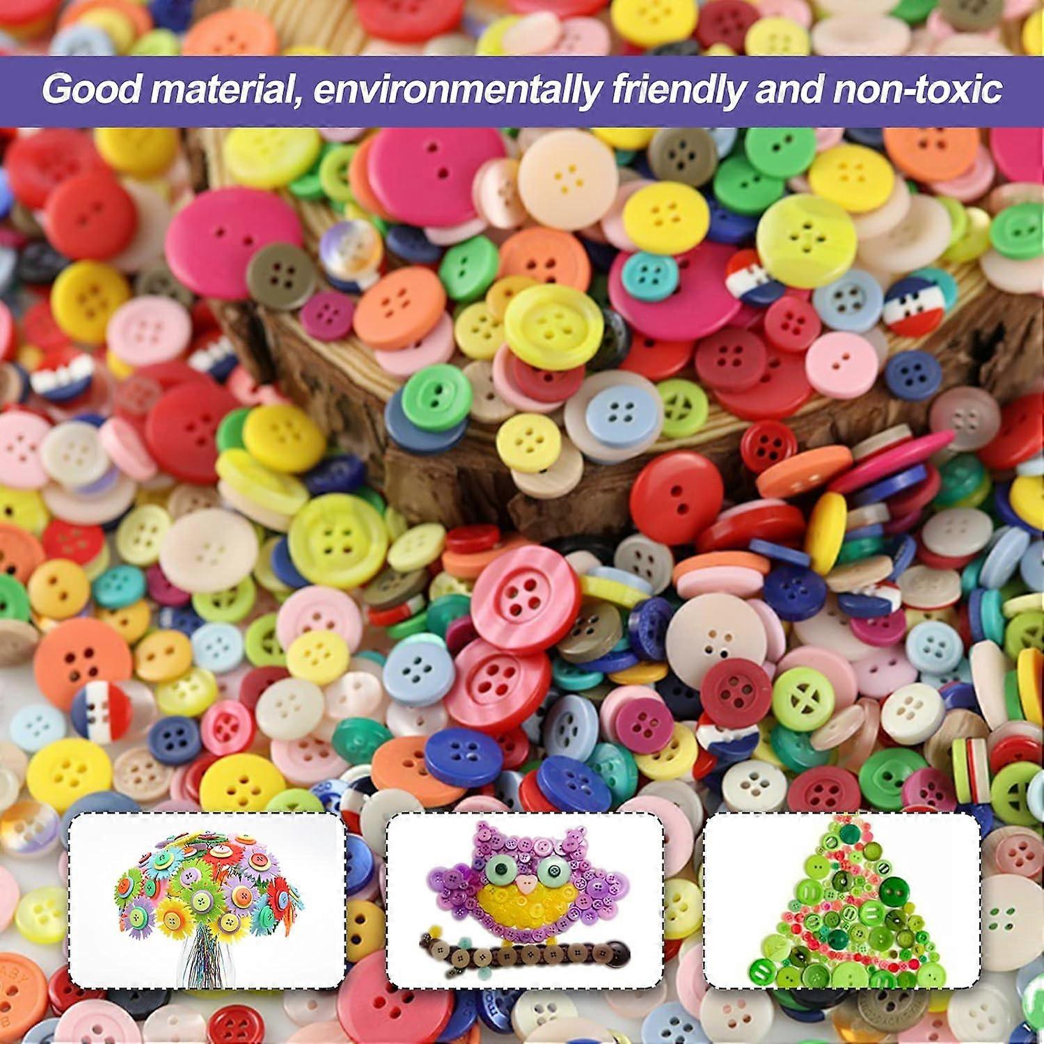 Buttons for Crafts - 1000PCS Mixed Round Resin Buttons | Fruugo UK