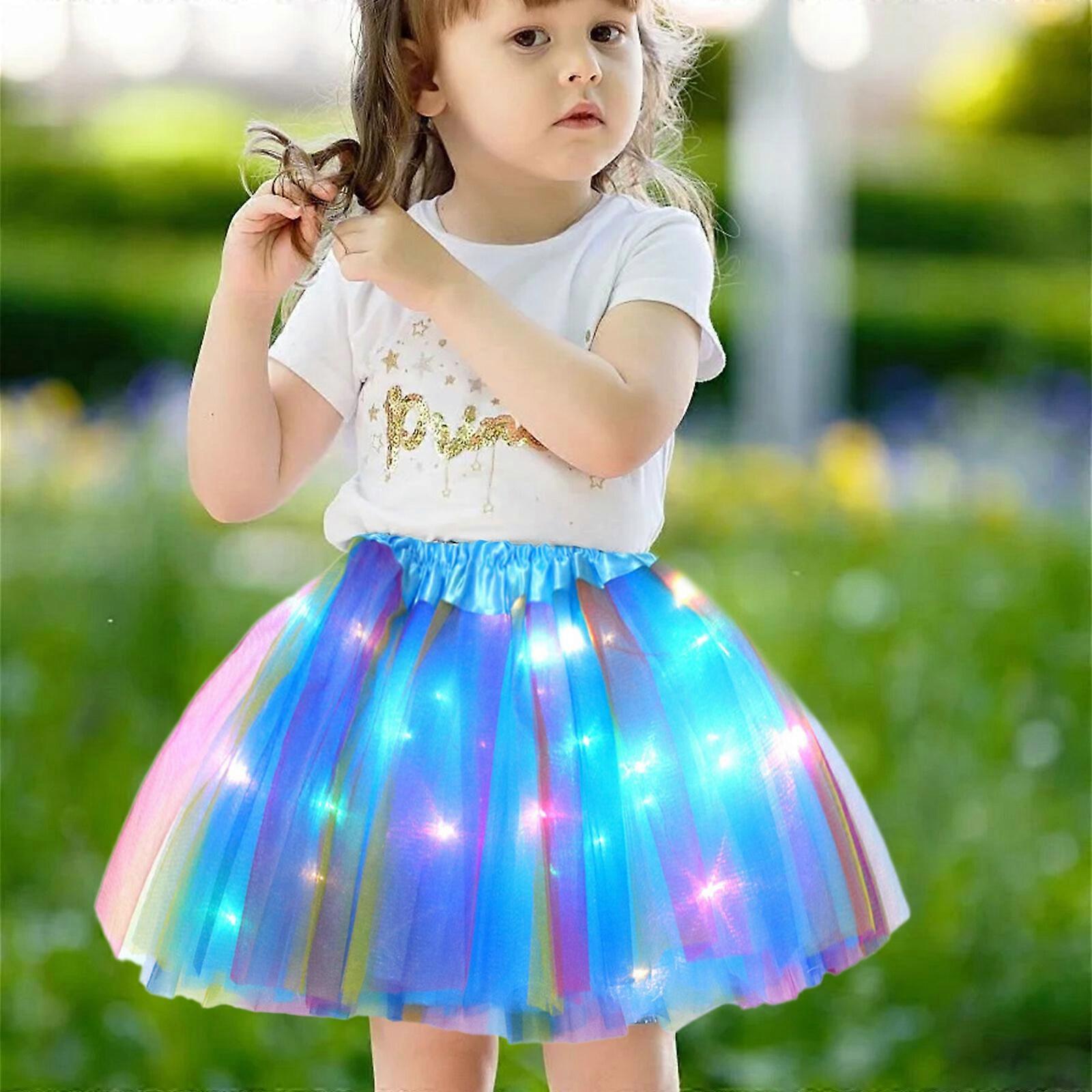 Luminous LED Tutu Skirt for GirlsElastic 3 Layered Magic Light Princess ...