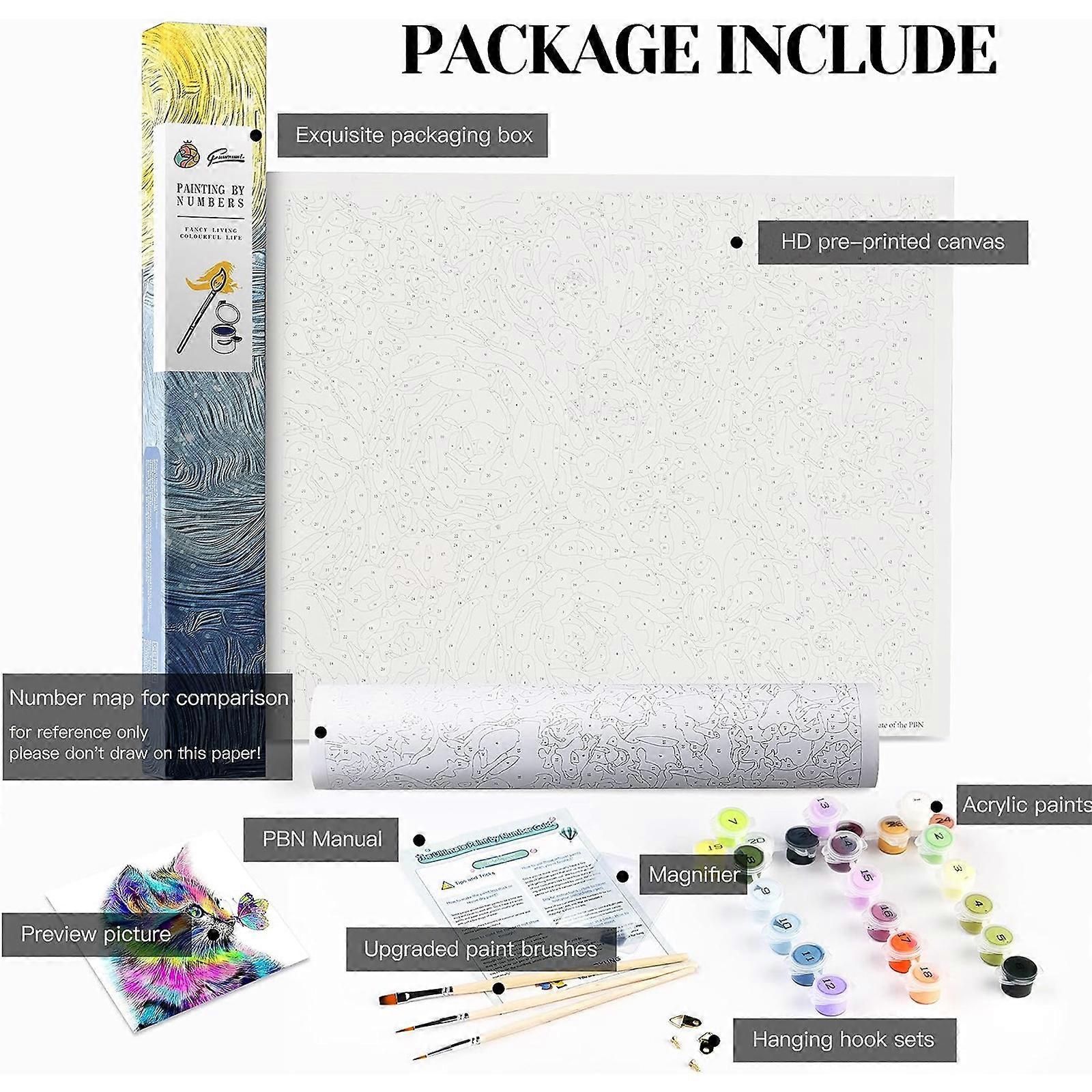 Malen nach Zahlen für Kinder und Erwachsene Anfänger, DIY Geschenk Leinwand Malsets für Jungen ...