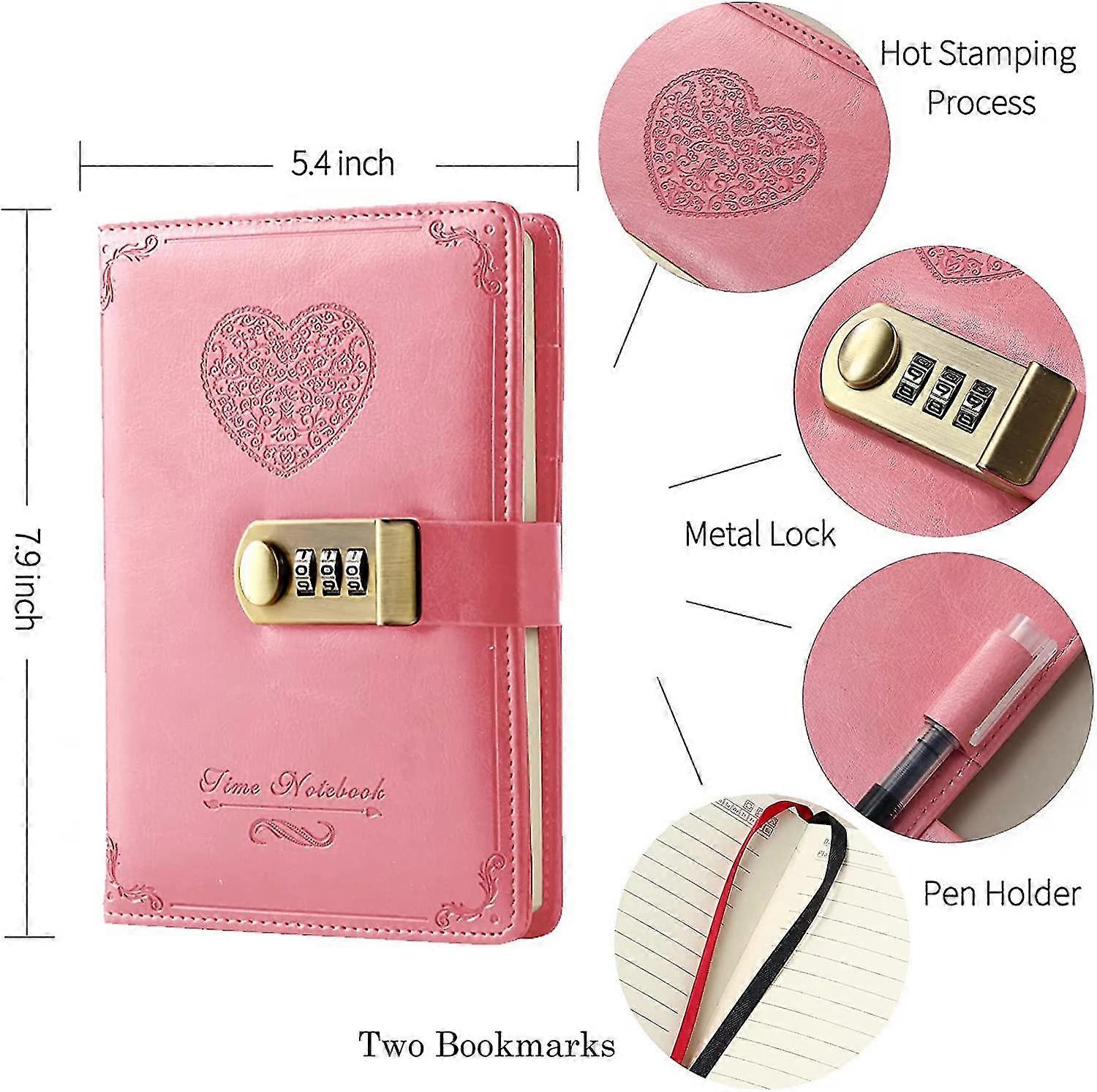 Locking journal for women - Leather secret diary with combination lock ...