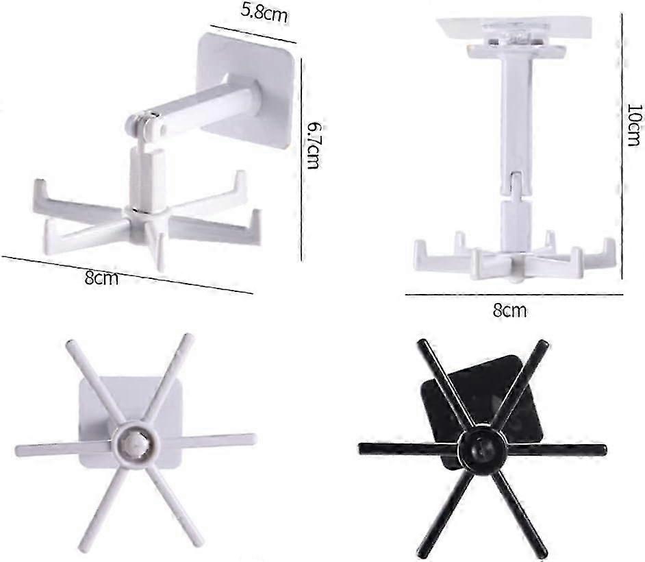 4 PCS 360 Rotating Folding Self-Adhesive Wall Hooks, Utility Hooks for ...