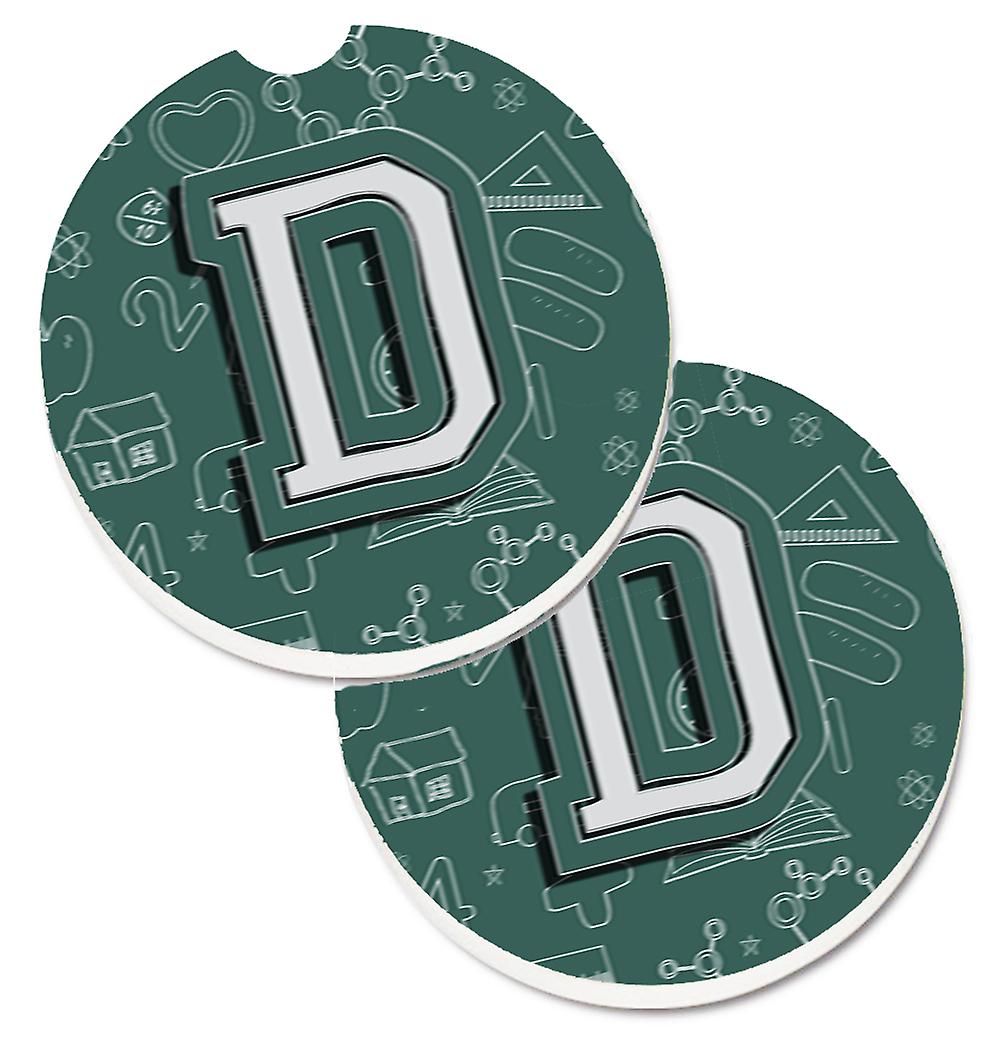 Letter D Back to School Initial Set of 2 Cup Holder Car Coasters ...