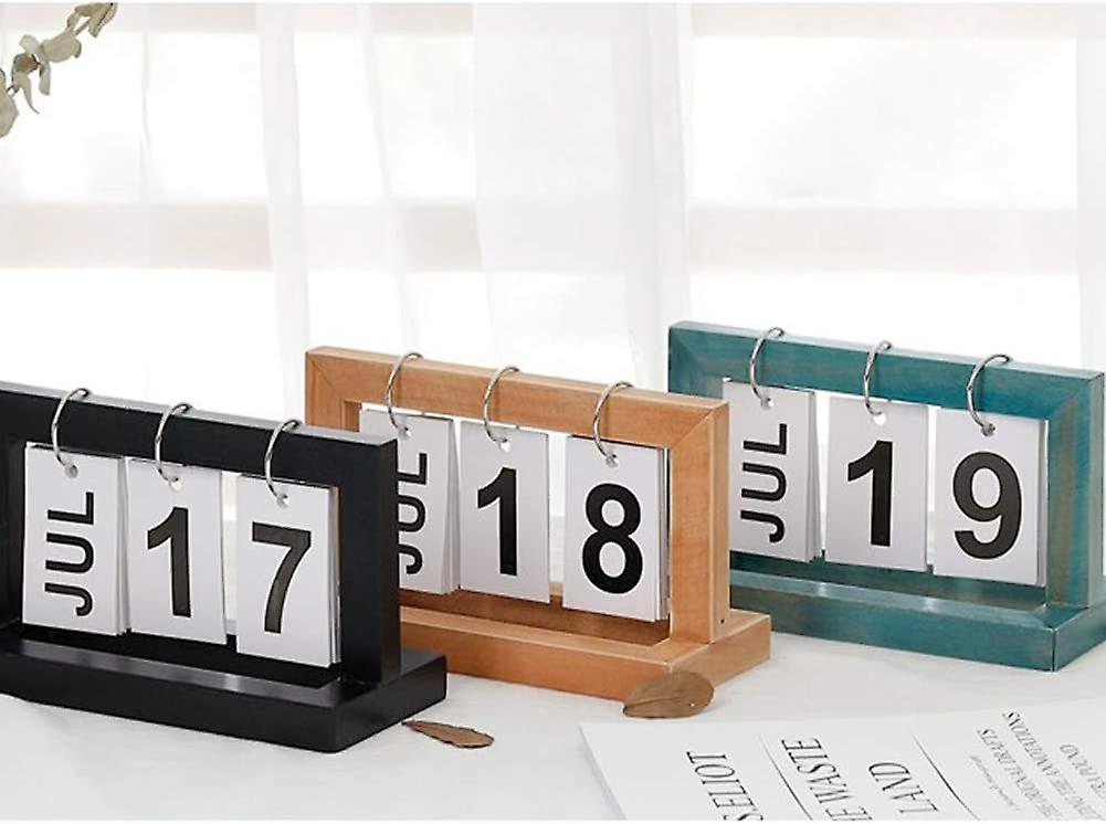 Jinyi Wooden Flip Calendar Nordic Style Desktop Decor Perpetual ...