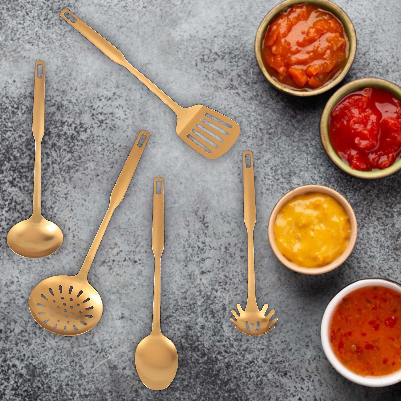 Stainless Steel Kitchen Utensils 5-Piece Cooking Trowel Set, Kitchen ...