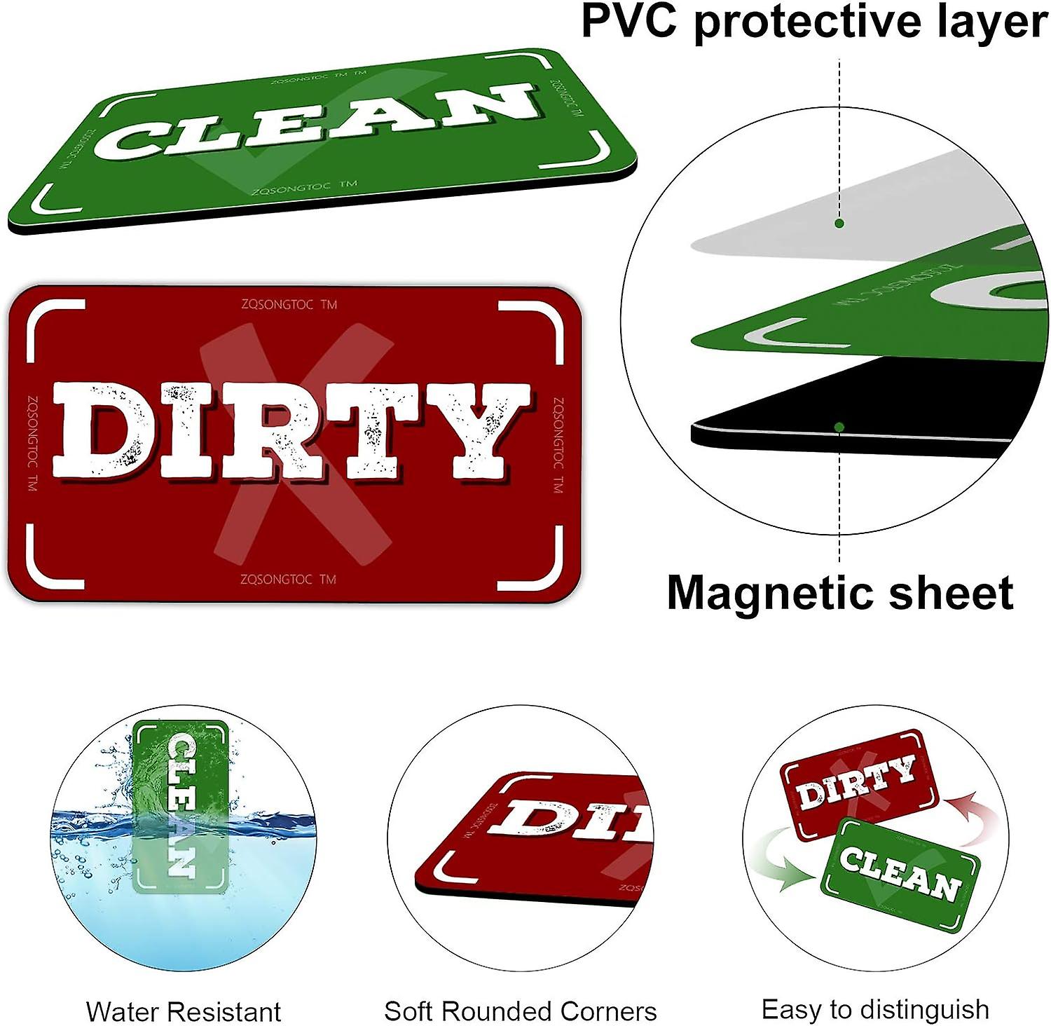 Dishwasher Clean Dirty Magnet Sign, 2 Pack Double Sided Clean Dirty ...