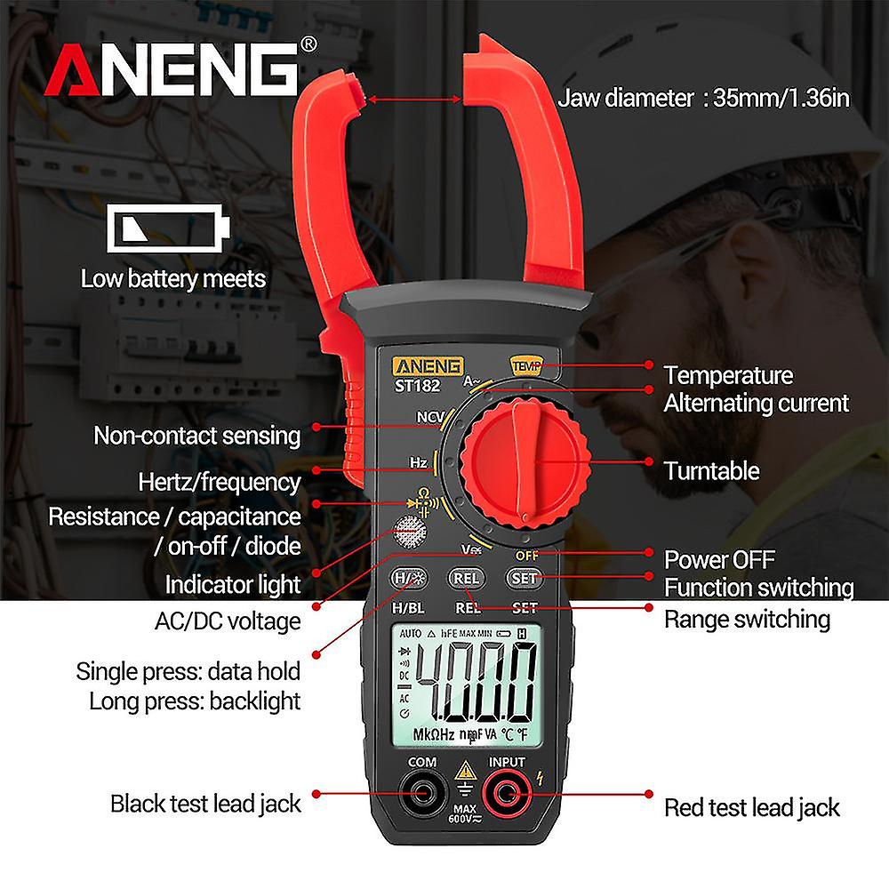 St182 Digital Clamp Meter Ac Current Multimeter Dc/ac Voltage Ammeter ...