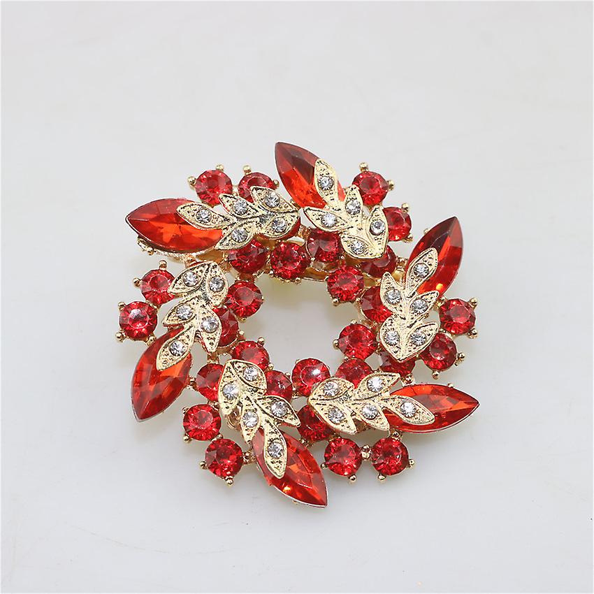 Crystal Wedding red Flower Wreath Brooch Pin | Fruugo UK