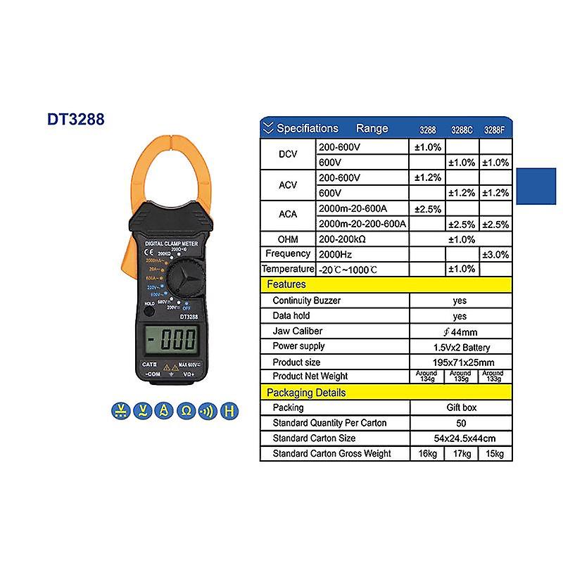 Handheld digital amper clamp meter current meter current clamp pincers ...