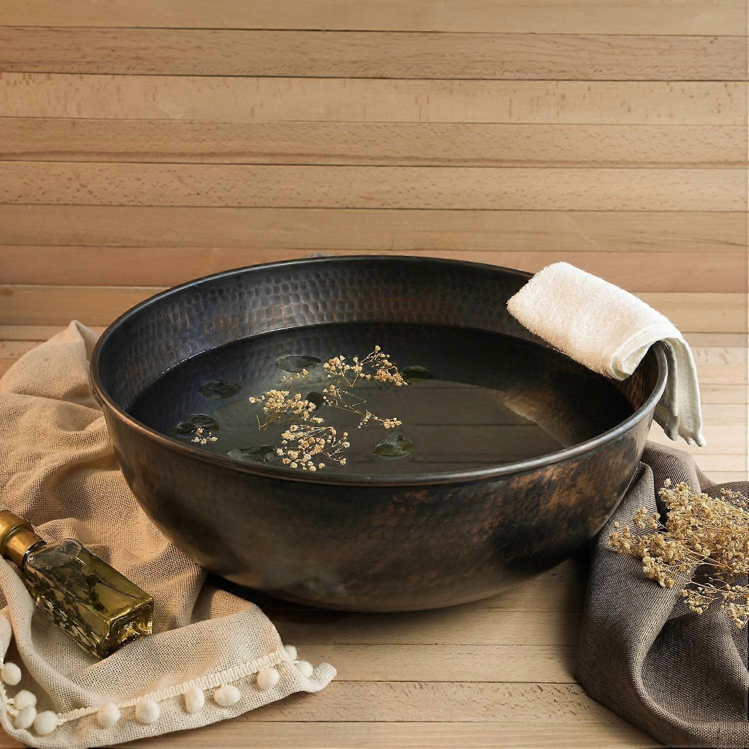 Handmade Dark Copper Pedicure Bowl Foot Soaking Bath | Copper Relaxing ...
