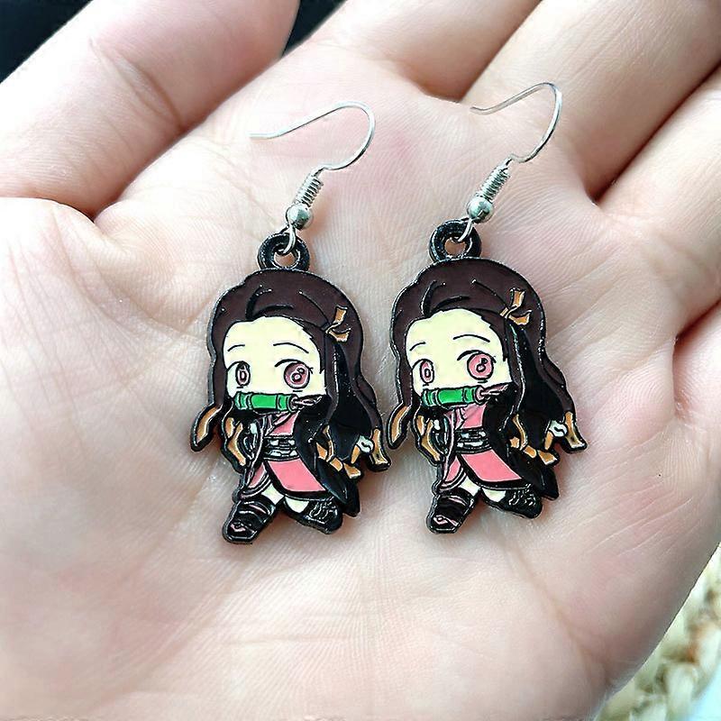 Anime Demon Slayer Metal Oil Drop Earrings Tanjiro Nezuko Girl ...