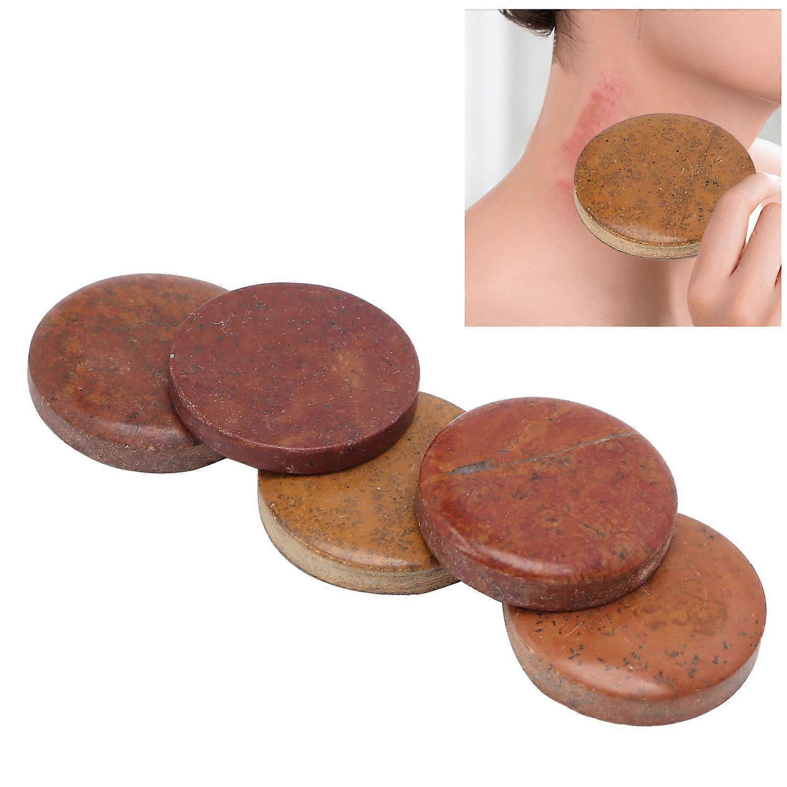 5pcs Gua Sha Stone Natural Massage Handmade Round Scraping Board For ...