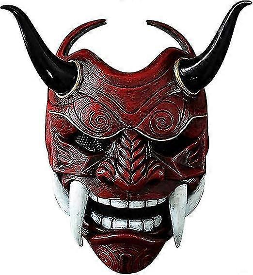Red Gray Japanese Samurai Mask Hannya Oni Samurai Latex Mask, Halloween ...