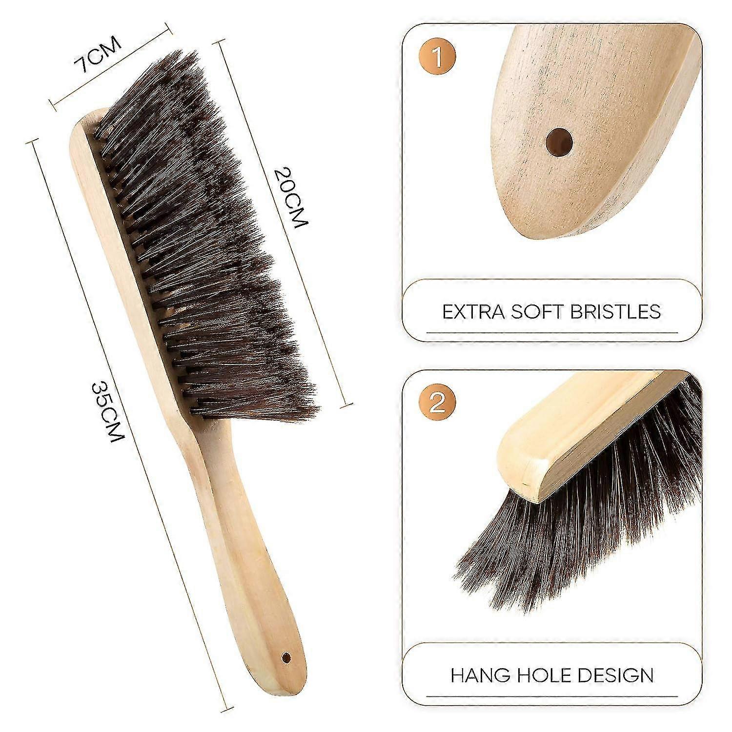 Pack Of 2 Wooden Bench Brushes Fireplace Brush Horses Hair Bench Brush ...