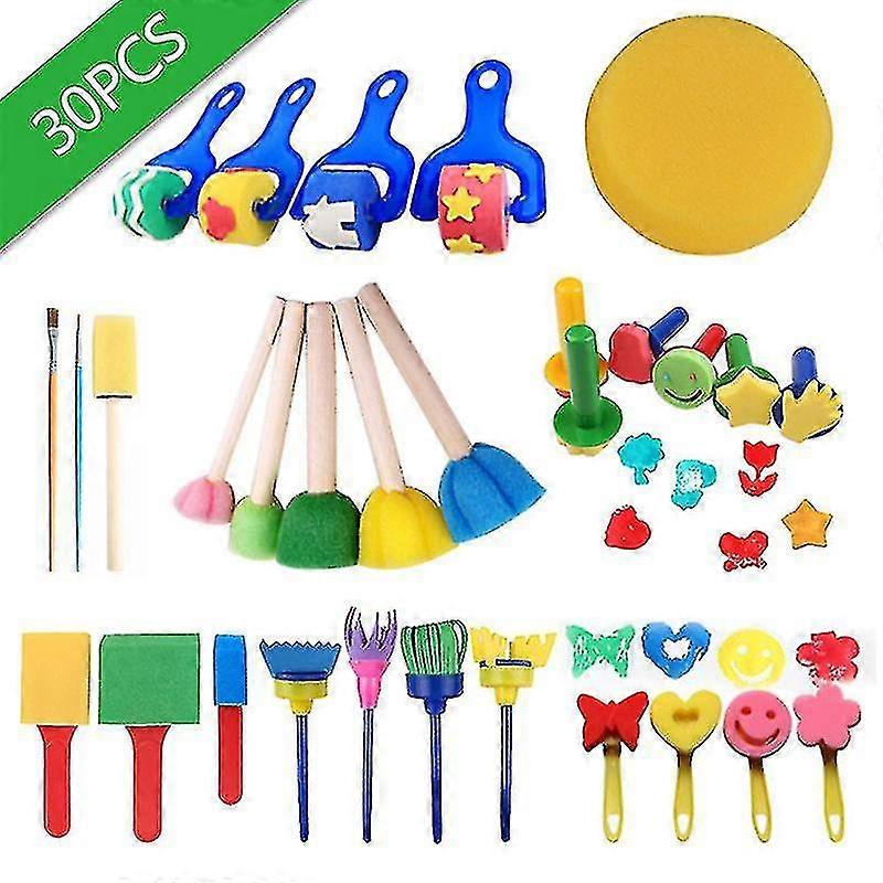 30pcs Sponge Painting Brushes Kit Mini Painting Kit Kid Drawing Brush ...