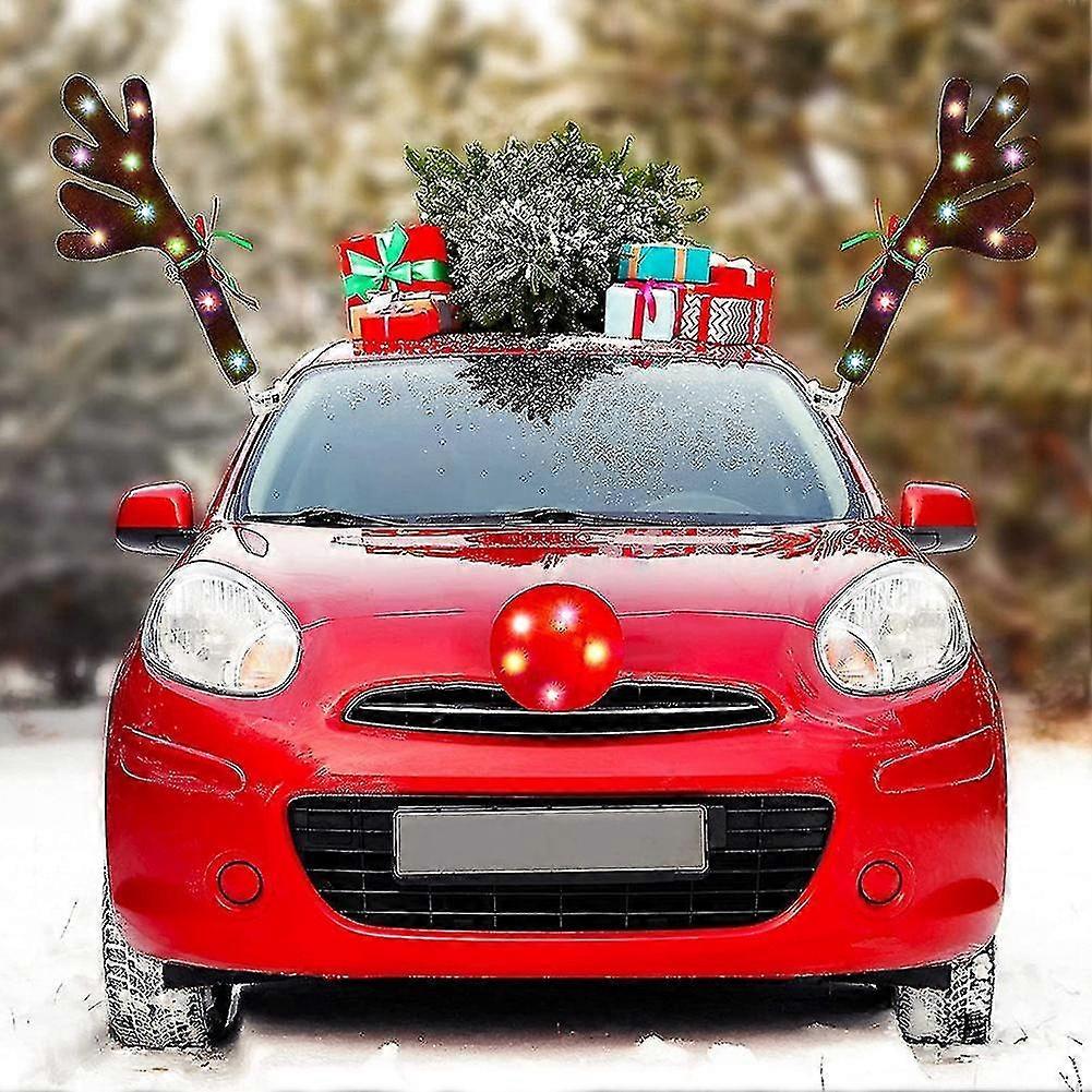 Car Reindeer , Car Kit With Led Lights,reindeer Car Kit ,nose,tail, For ...