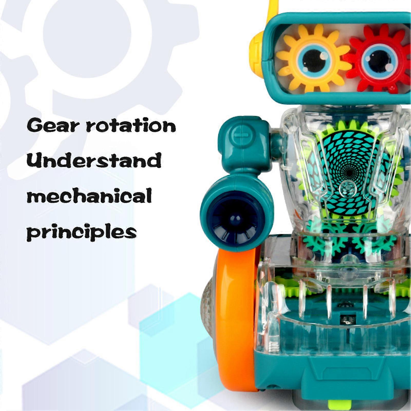 Electric Transparent Gear Robot Toy With Light Music Luminous Flashing ...