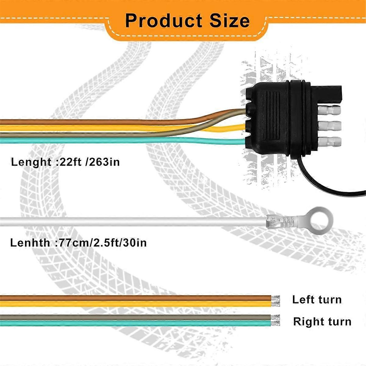22FT 4 Pin 5 Wire Trailer Wiring Harness,Trailer Light Kit 5 Wire 4 Pin ...
