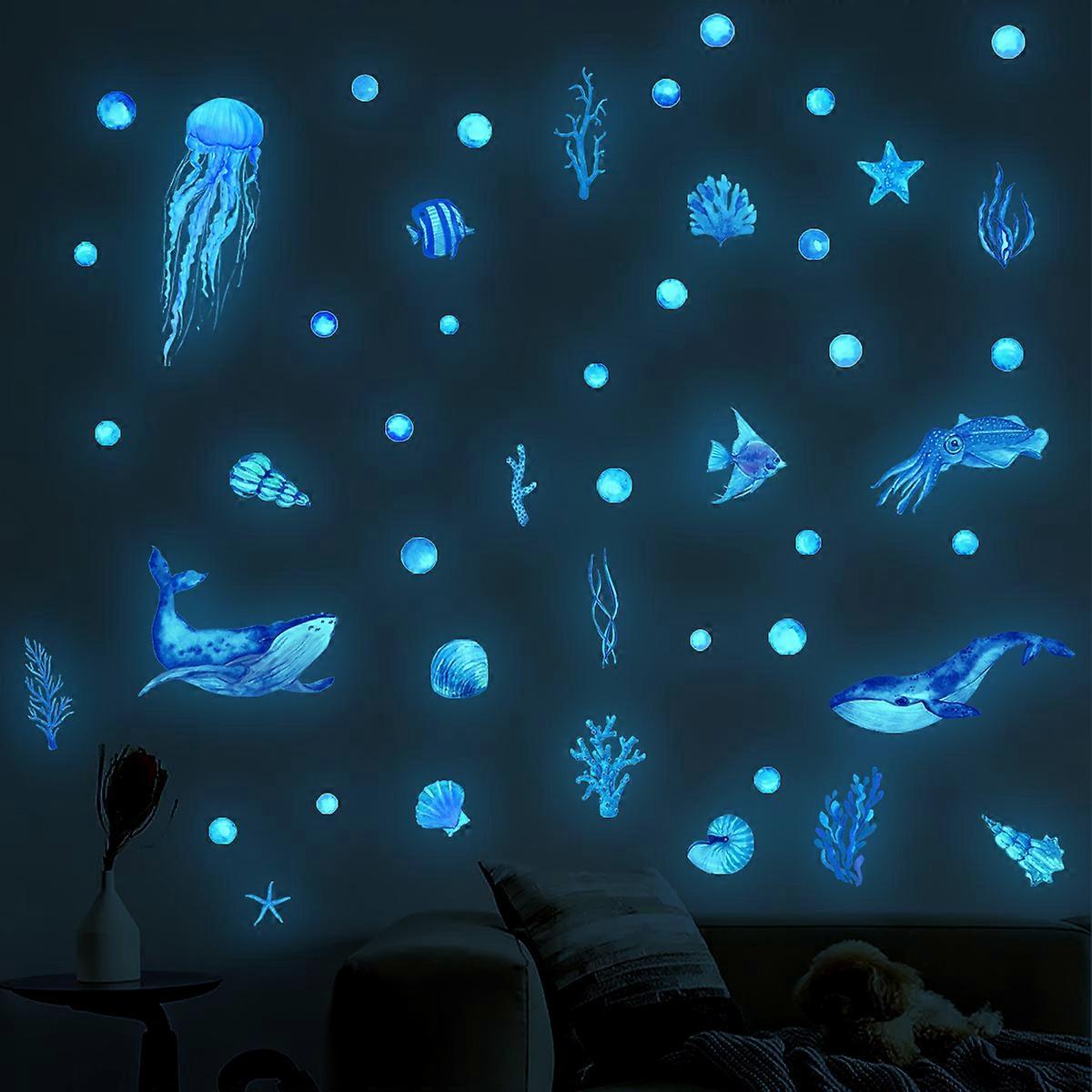 Ocean Fish Wall Decals,Glow in The Dark Under The Sea Wall Decals Sea ...