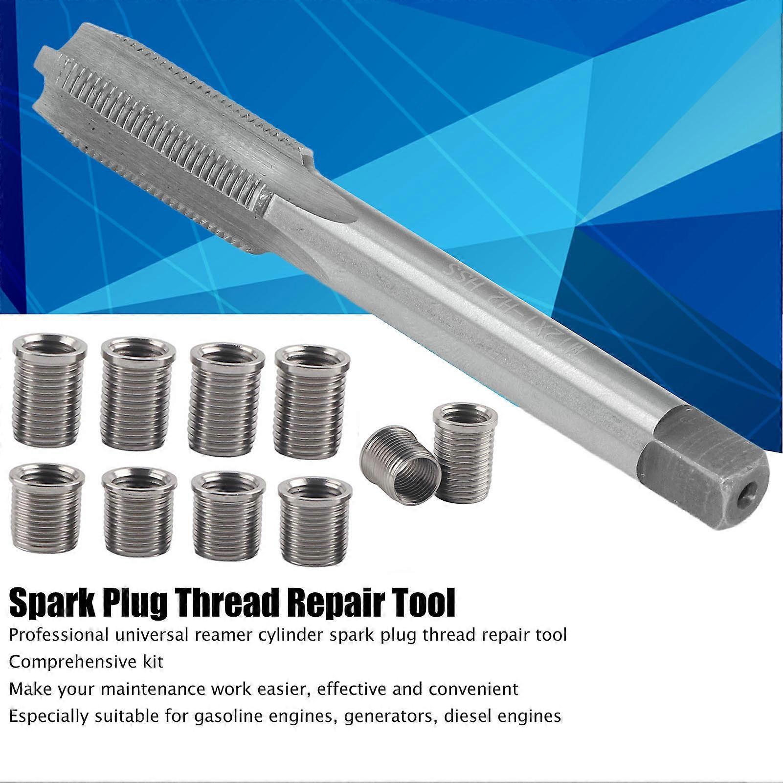 Spark Plug Thread Repair Tool M10x1.0 Bolt + M12x1.0 Tap Auto ...